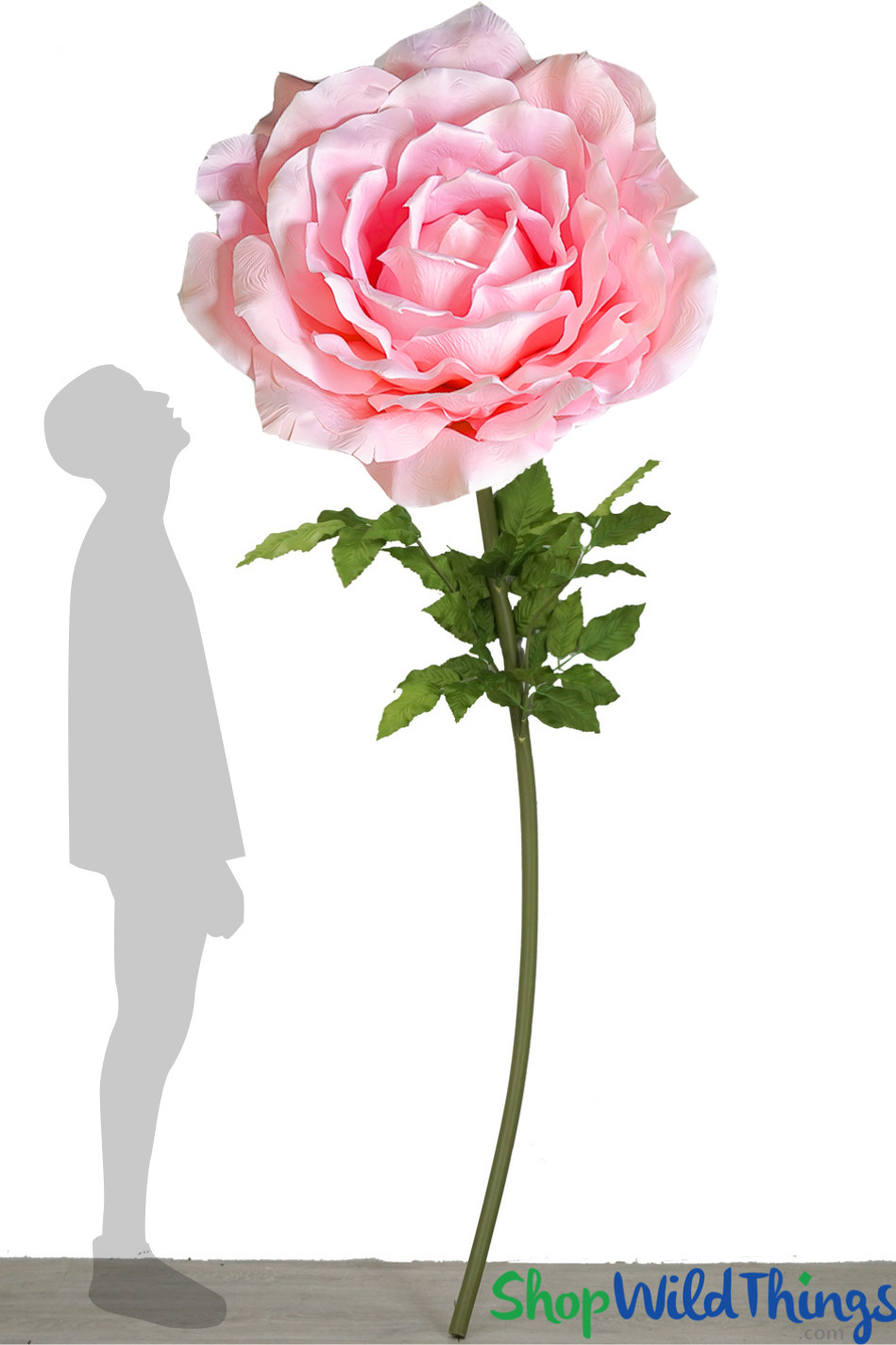 Life-Sized Giant Pink Silk Roses with Removable Stem, ShopWildThings.com
