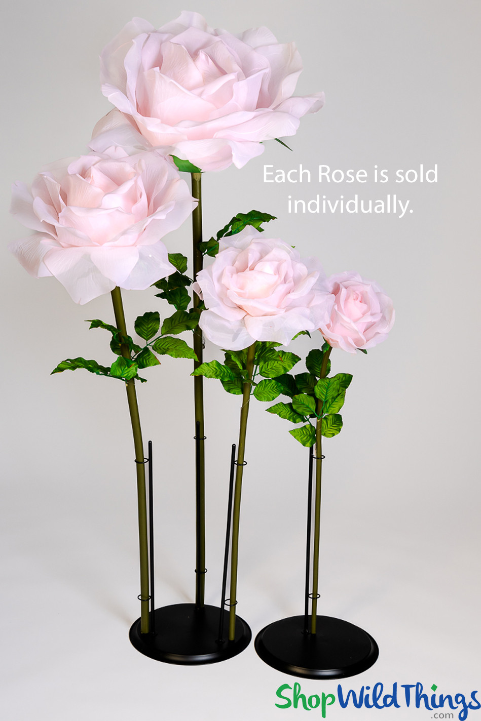 Jumbo Light Pink Oversized Sheer Ethereal Voile Rose Flowers 44"H ...