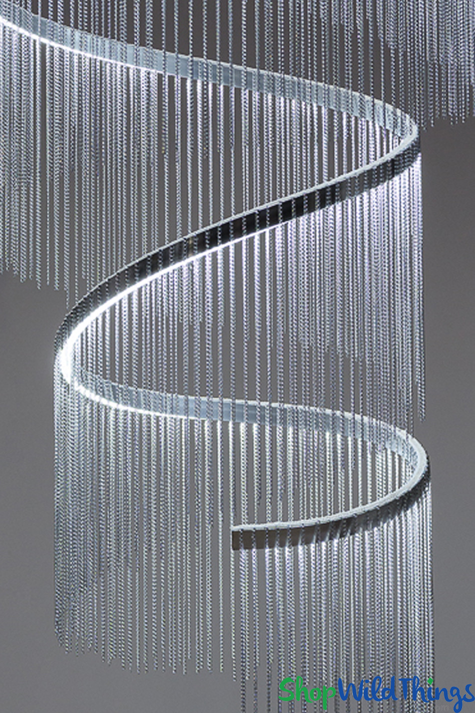 Infinity Silver Chain Swirl LED Chandelier, White - ShopWildThings.com
