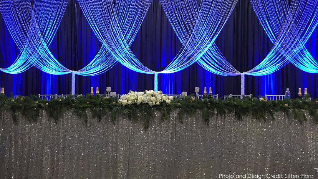 Custom Swagging Crystal Curtains - Top and Bottom Rod