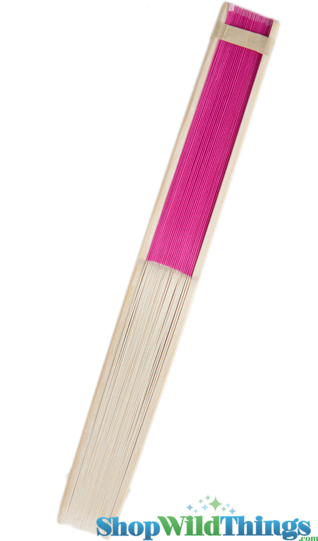 Chinese Fan Fuchsia Pink Handheld Nylon and Wood