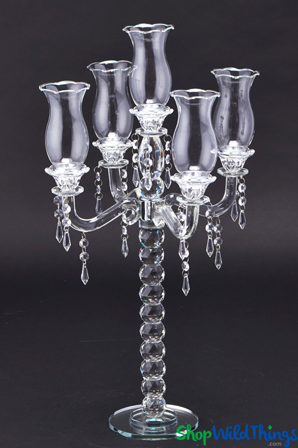 Crystal Wedding Candelabra, 5 Arm, 26" - ShopWildThings.com