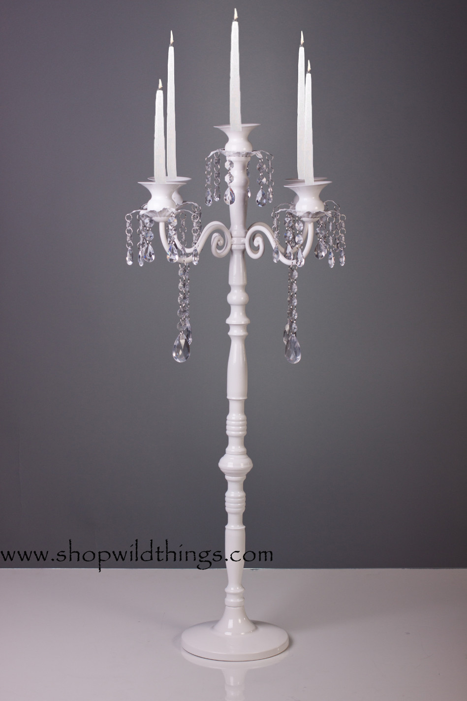 "Frances" Large White Tabletop Chandelier Candelabra- 32" Tall!