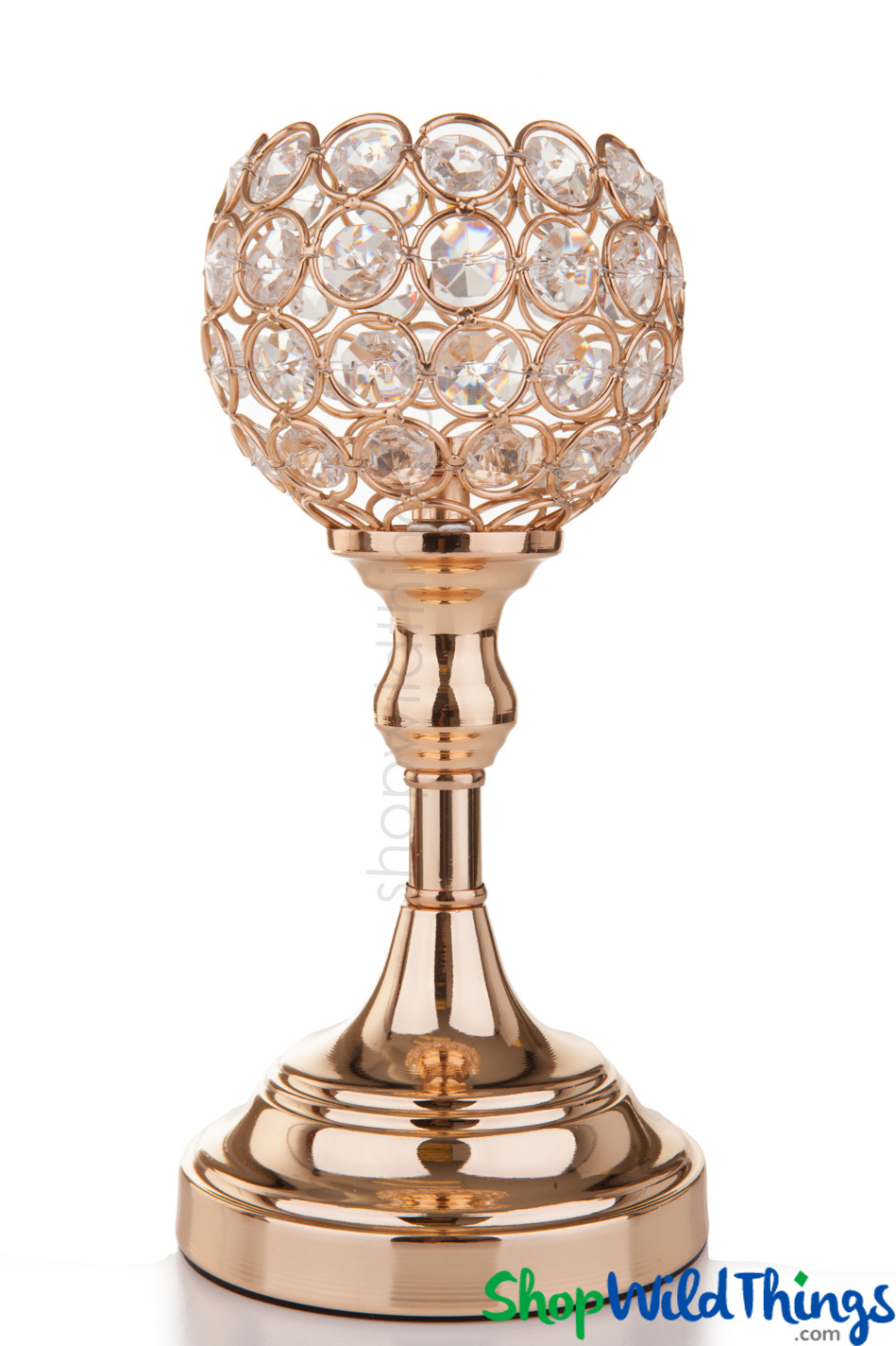 Real Beaded Crystals Candle Holder Goblet 12" Tall Gold and Crystal ...