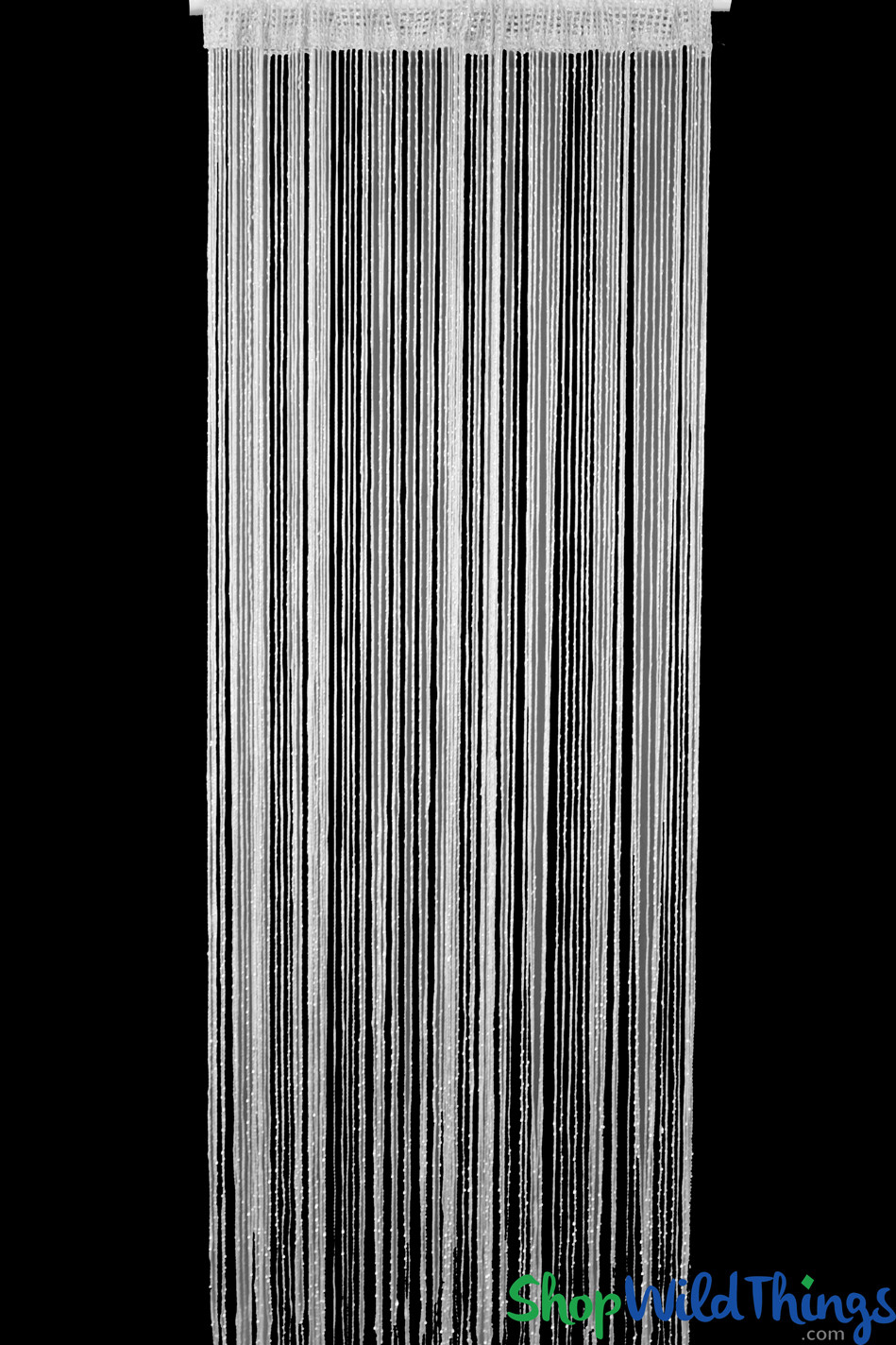 White String Curtain with Metallic Silver Threads | 3'W x 6.5'L ...