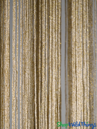 Gold Metallic Lurex String Fringe Curtains | ShopWildThings