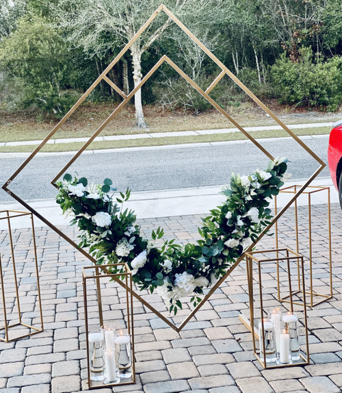 Gold Metal Diamond Backdrop Arch | ShopWildThings.com
