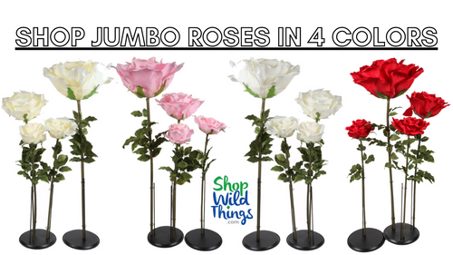 Jumbo Artificial Roses Lifesize |Huge Flower Props 64" H
