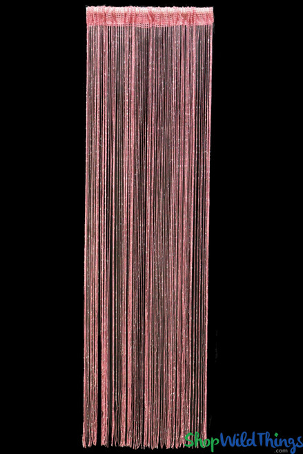Rosy Pink String Curtain with Metallic Silver Threads | 3'W x 6.5'L ...