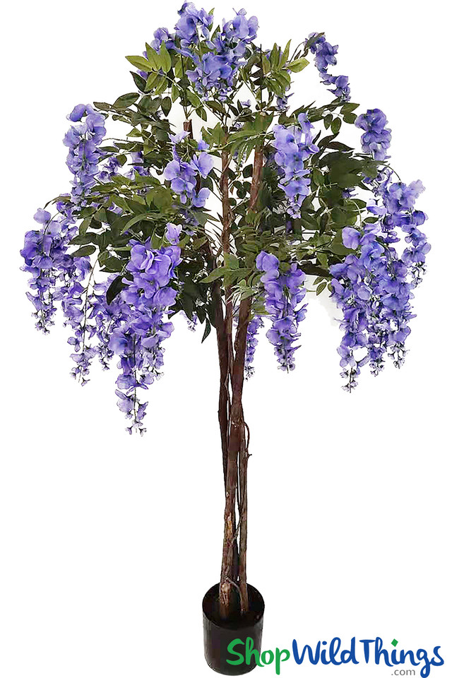 Artificial Purple Flowering Wisteria Tree | 6' Tall Potted ...