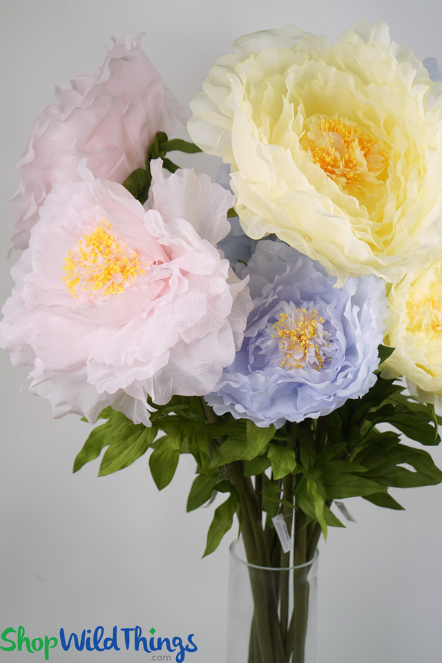 Sheer Pink Artificial Peony Flowers 48"H x 14"W | ShopWildThings
