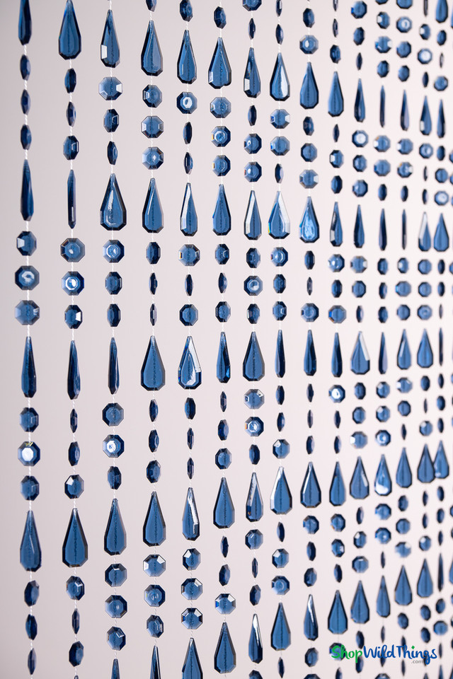 Dark Blue Beaded Curtain - Mixed Beads Room Divider-ShopWildThings.com