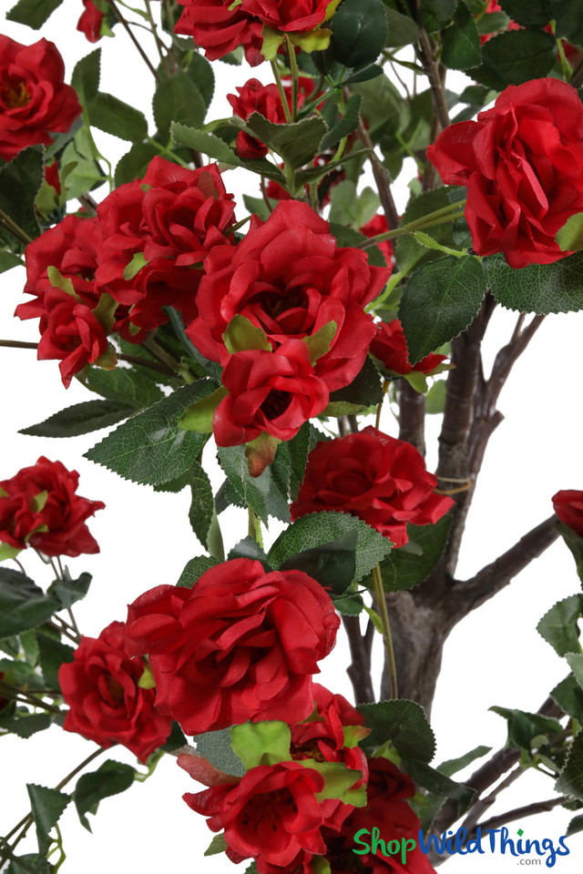 Indoor Red Roses Artificial Tree | 5' Tall | ShopWildThings.com