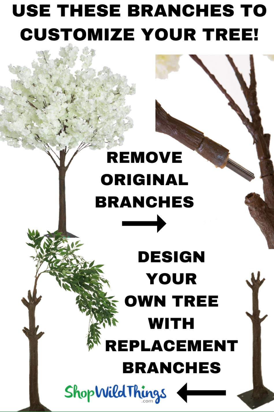 Interchangeable 42" Ficus Leaf Branch | Extra Full Faux Leafy Greenery ...