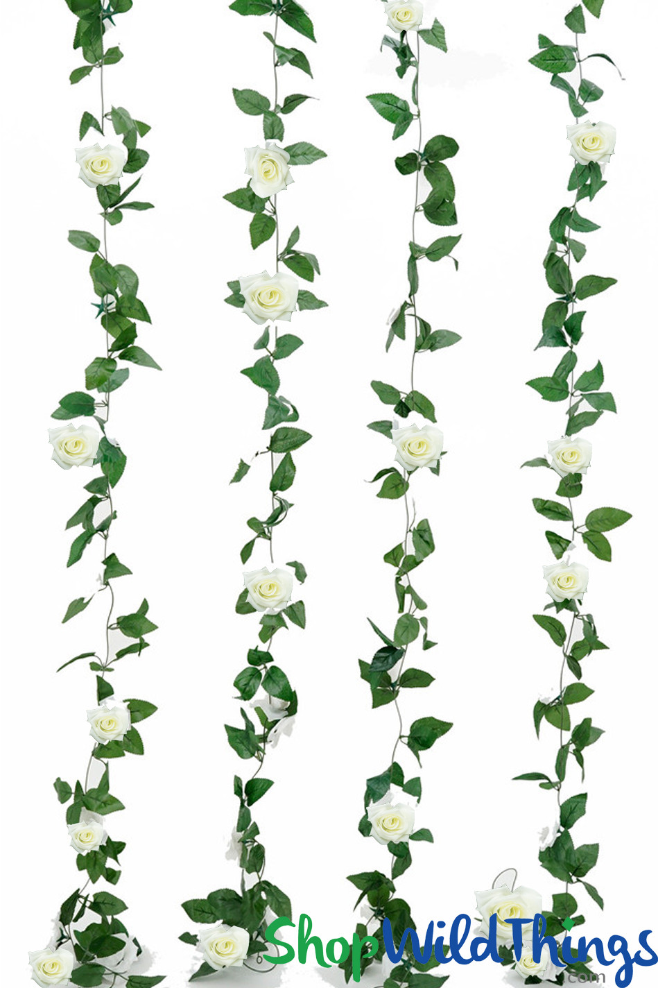 Ivory Silk Rose Garland, 8' - ShopWildThings.com