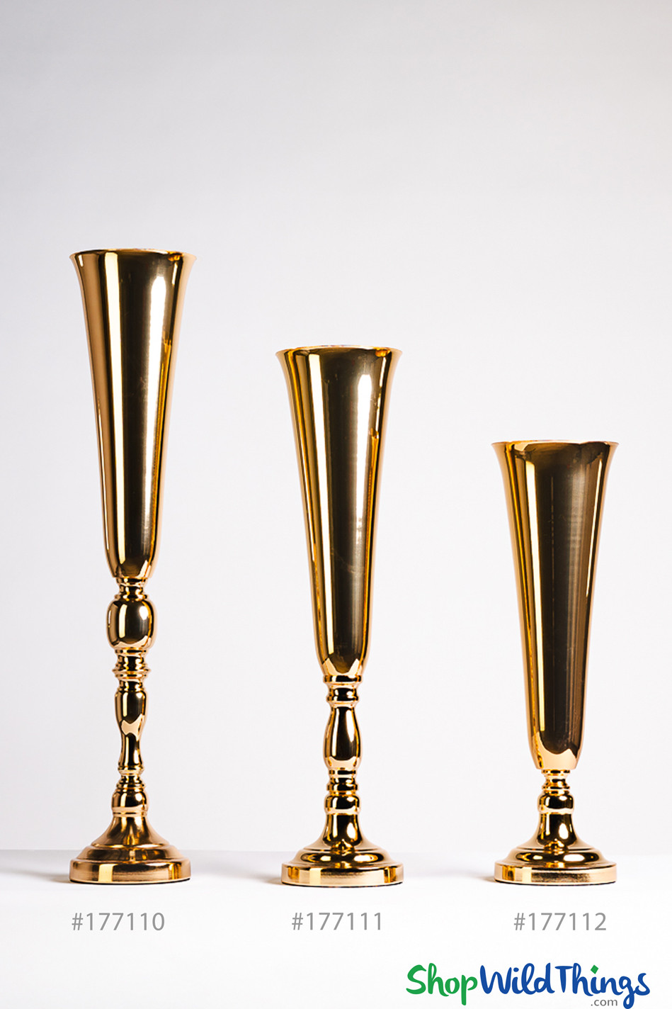 Small "Le Fou"Metallic Gold Metal Trumpet Centerpiece Vase 19 3/4" Tall ...