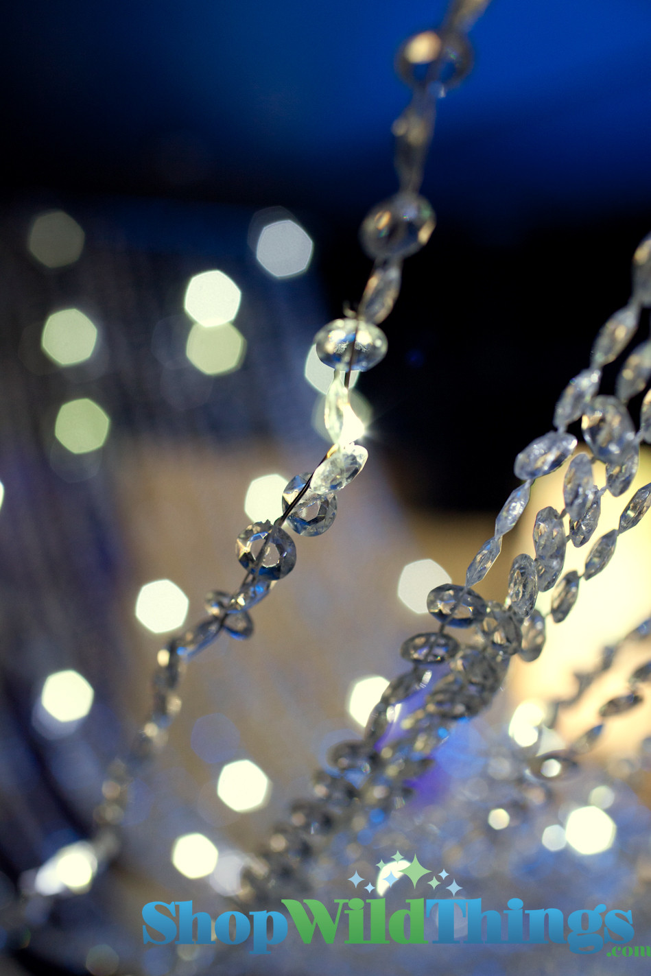 Diamonds LED Ceiling Drape Canopy 15' with 30 Bead Strands - ShopWildThings