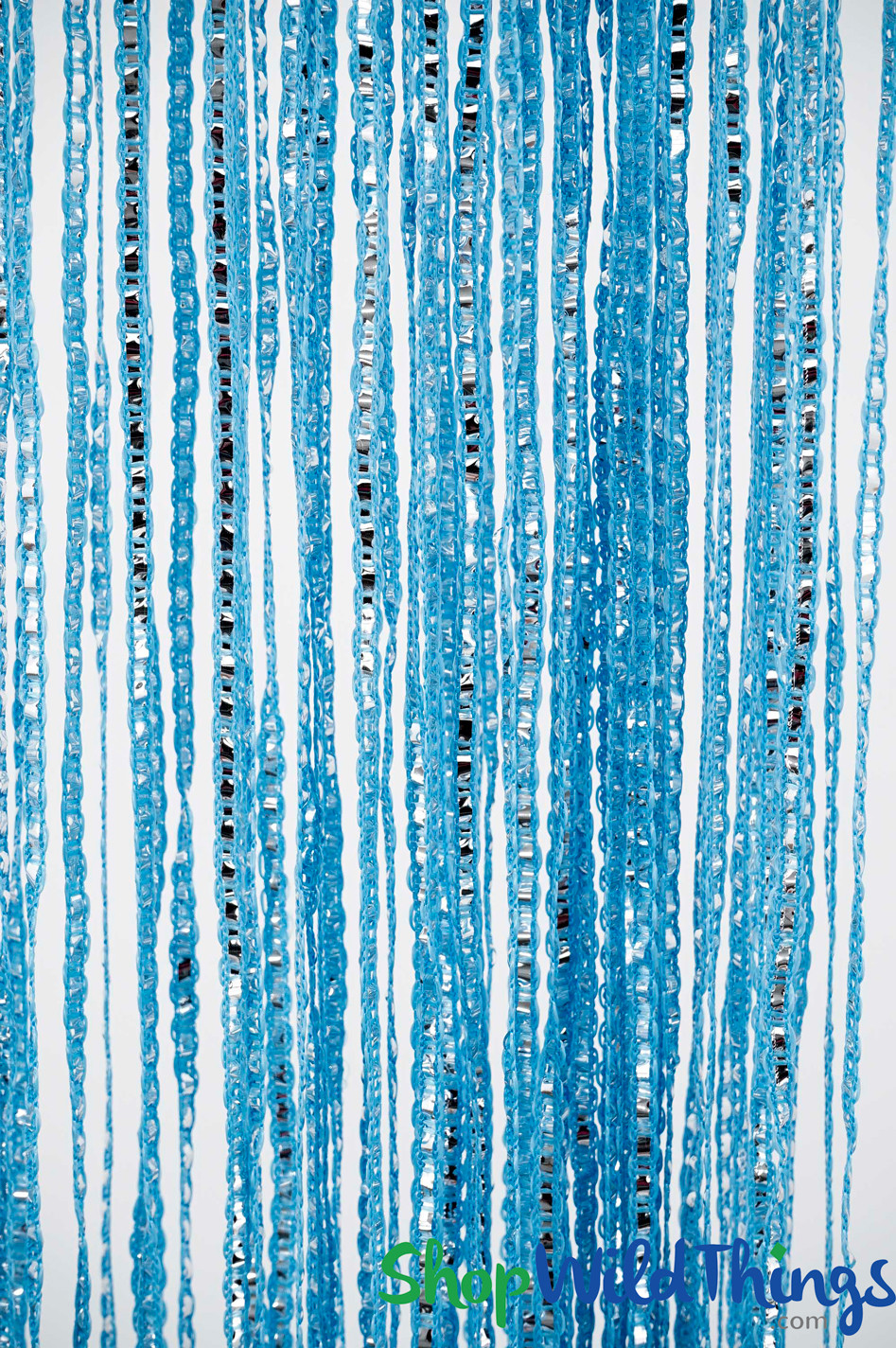 Light Sky Blue & Metallic Silver String Curtains |ShopWildThings.com