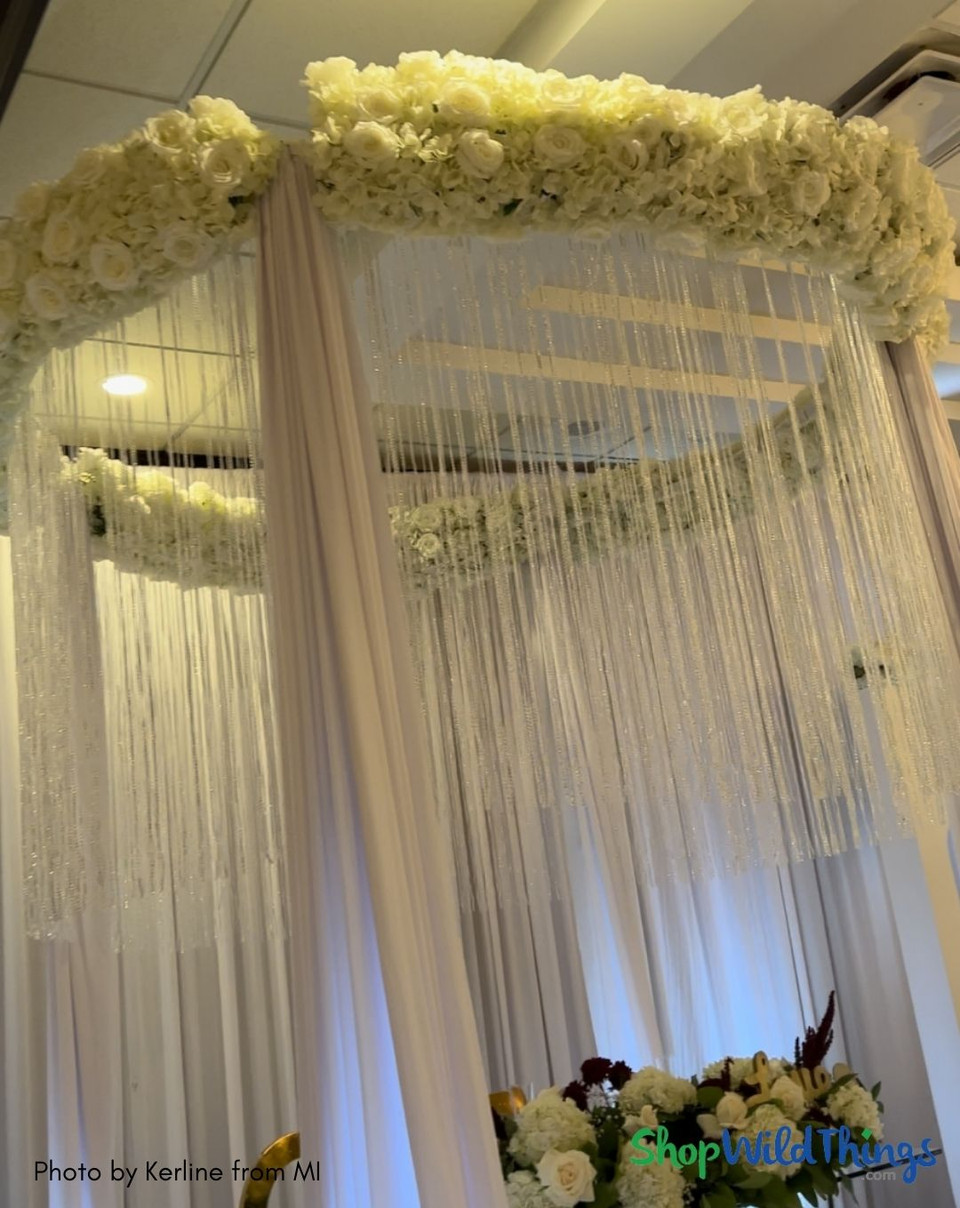 White String Curtain with Silver Threads - ShopWildThings.com