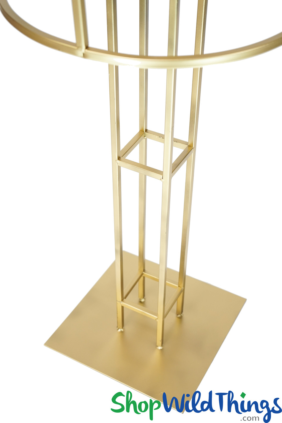 Gold Metal Floral Riser Stand with 2 Tiers of Circles on Top Hightower