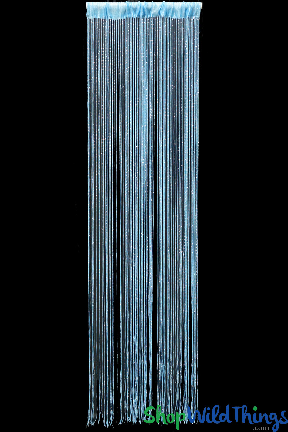 Ocean Blue String Curtain with Metallic Silver Threads | 3'W x 6.5'L ...