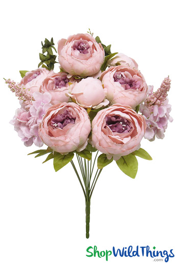 Deluxe Mauve Pink Mixed Flower Bouquet 19" | ShopWildThings.com