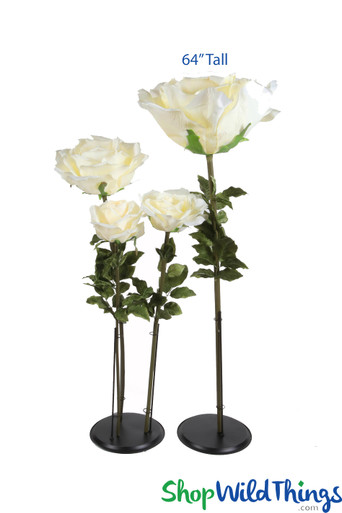 Giant Ivory Standing Silk Flower with Stem, 64"H x 26"W Head