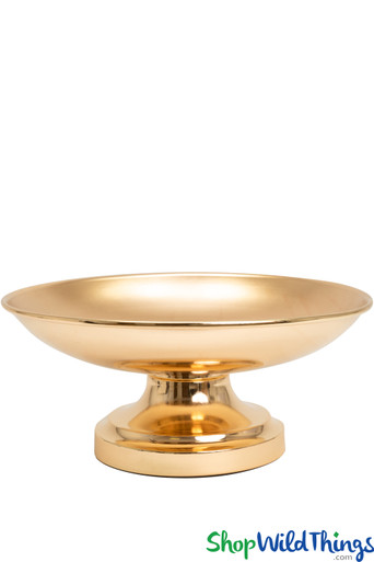 Metal Compote Pedestal 12" Gold Flower Bowl | ShopWildThings.com