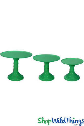 Plastic 3 Piece Set Pedestal Cake Stand Green | ShopWildThings.com