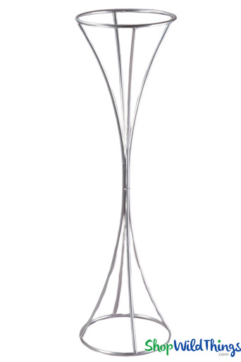 Silver Metal Hourglass Centerpiece Riser | 40" Tall Floral Frame
