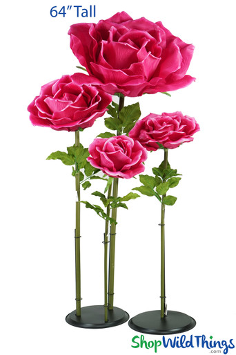 Oversized Fuchsia Pink Silk Flowers with Stem 64"H x 26"W