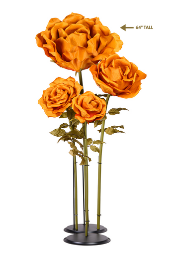 Oversized Giant Copper Colored Silk Roses w/ Removable Stem