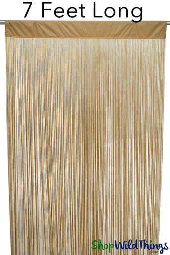 Light Gold String Curtain Window Treatments, Panels & Backdrops