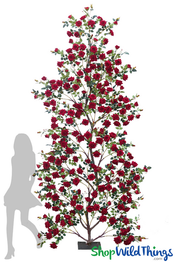 Majestic Artificial Velvet Red Rose Trellis Backdrop 12 Feet Tall