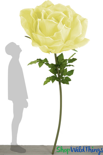 Yellow Giant Oversized Silk Roses with Removable Stem