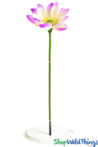 Large Artificial Purple & White Lotus on Bendable Stem 36" Tall x12 ...