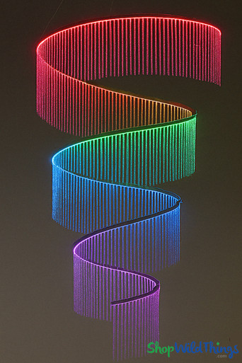 Infinity Silver Chain Swirl LED Chandelier, RBG Color Changing ...