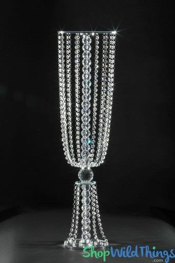 Real Crystal Beaded Swags Cake Stand, Centerpiece Riser Over 3' T