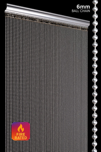 Aluminum Silver BallChain Metal Beaded Curtain 6mm Fire Proof 68 Strands