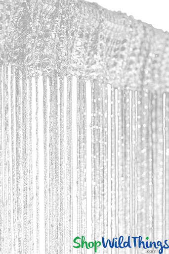 White String Curtain with Metallic Silver Threads | 3'W x 6.5'L ...