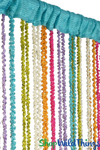 Multi-Color Rainbow Braided Fringe Curtain | 3' 2" x 6' 8 ...