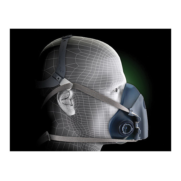 RESPIRATOR MASK FCE HLF L DK BLU 4-POINT