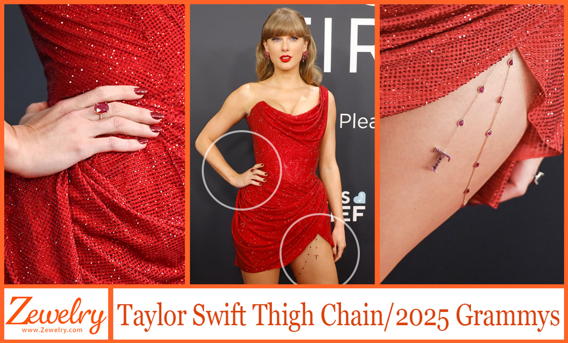 Taylor Swift 2025 Grammys Look - A Custom Thigh Chain - Zewelry
