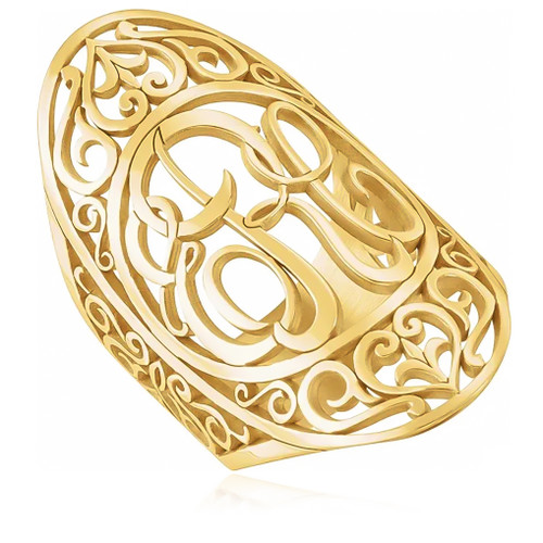 Oval Script Scroll Monogram Ring