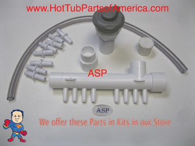 Hot Tub Spa Air Manifold Part 1" Slip X 1" Spigot X (8) 3/8" Barbs ...