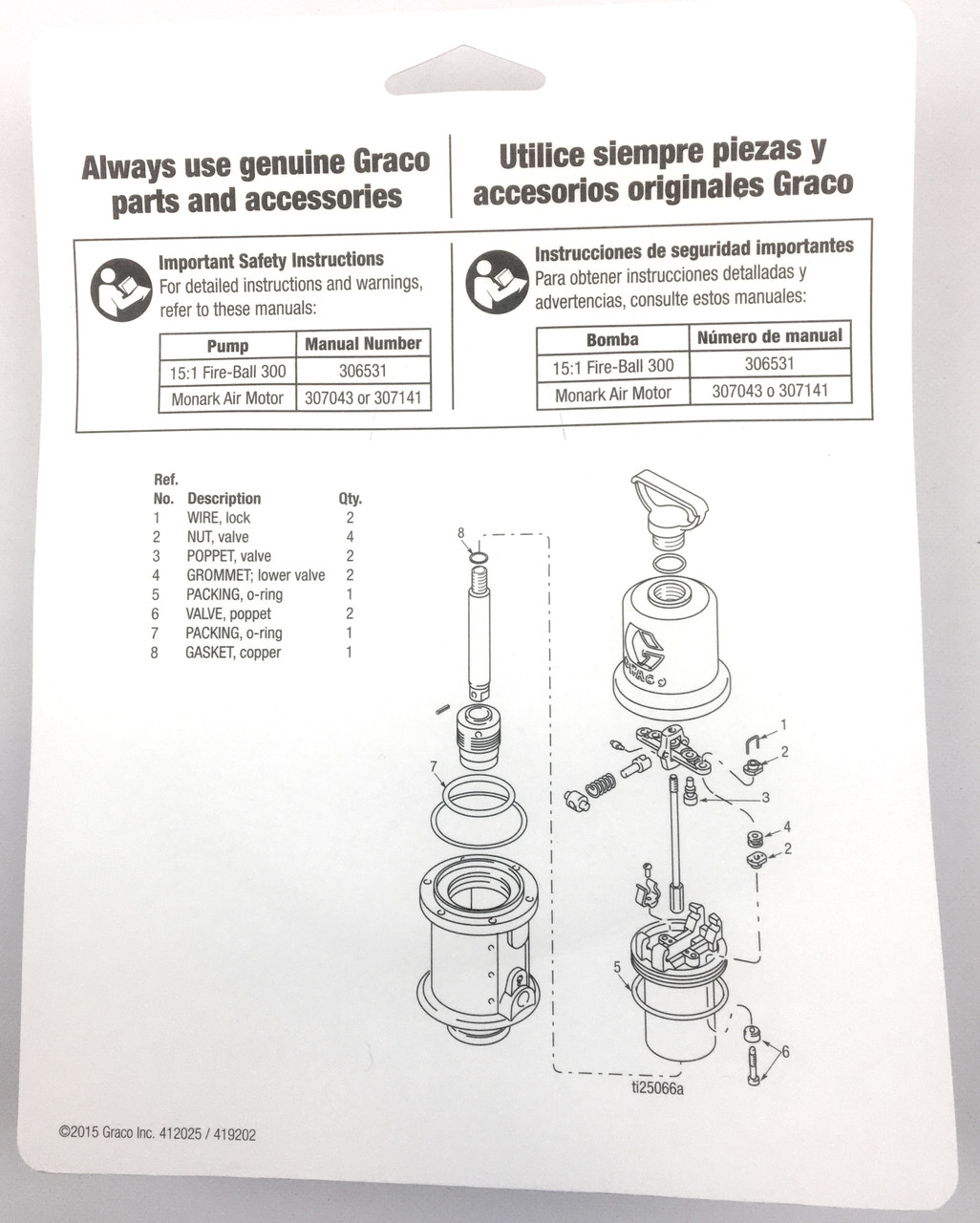 Graco 206728 Repair Kit-OEM-for Monark / Fire-Ball 300 Pump