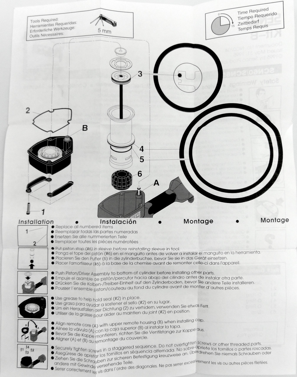 Senco YK0224 Piston Stop Repair Kit “B” For SCN60 SCN65