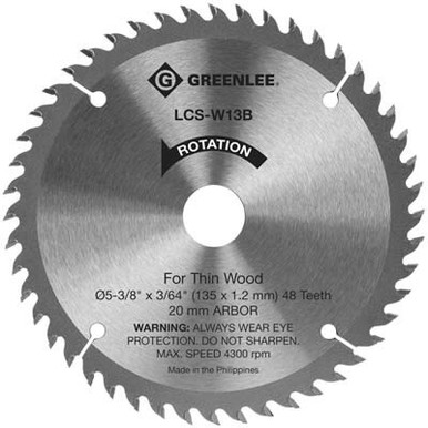 Greenlee LCS-W13B Wood Blade 48 Tooth 5-3/8” LCS-144 LCS144