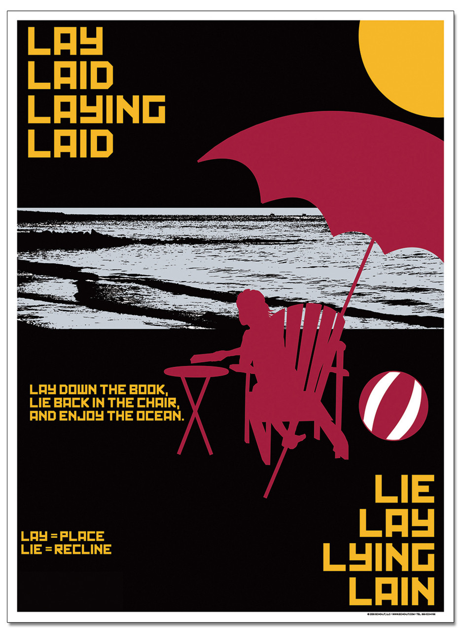 Lay/Lie - Language Arts Educational Poster - Echo-Lit