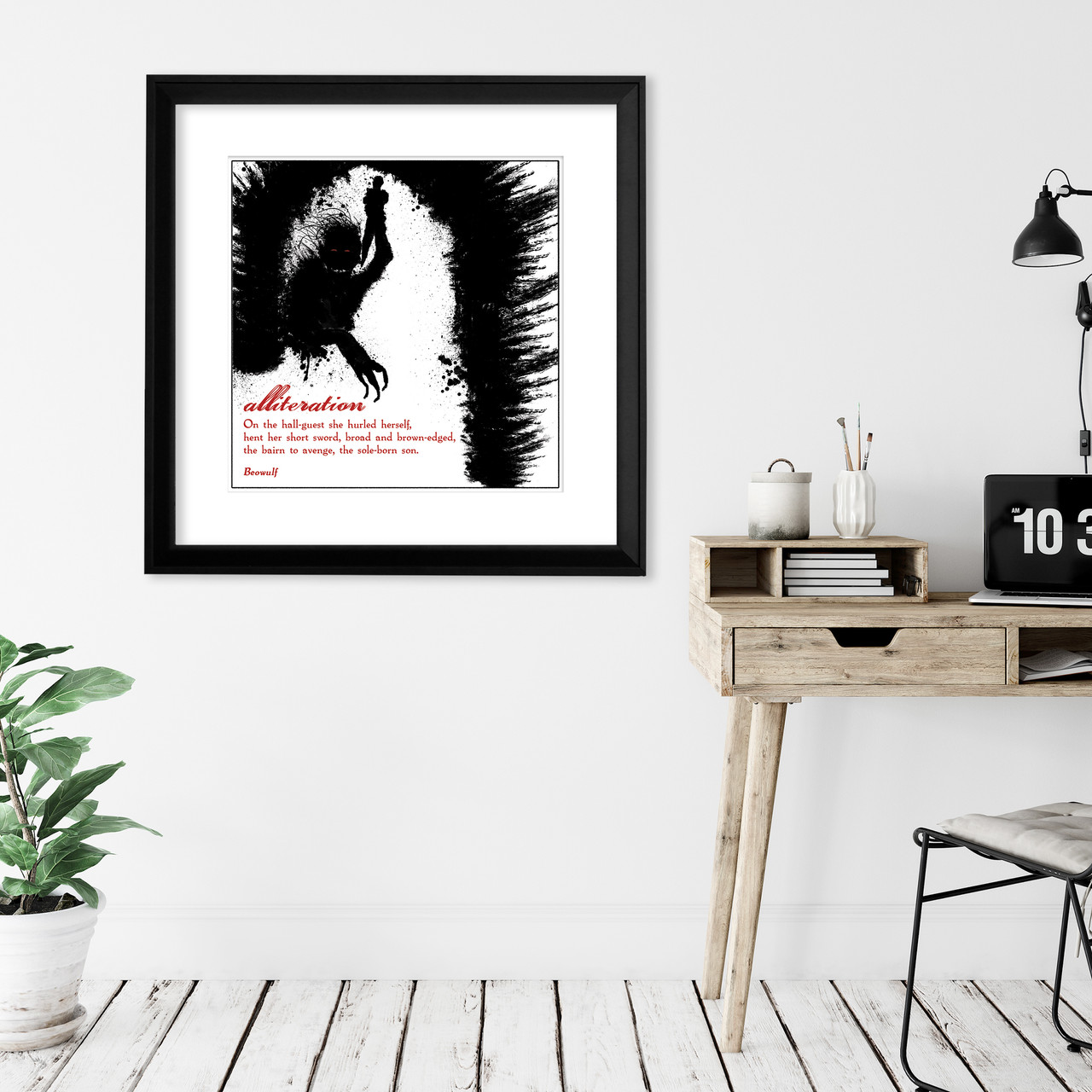 Literary Term, Alliteration, Beowulf Black and White Quote Poster ...